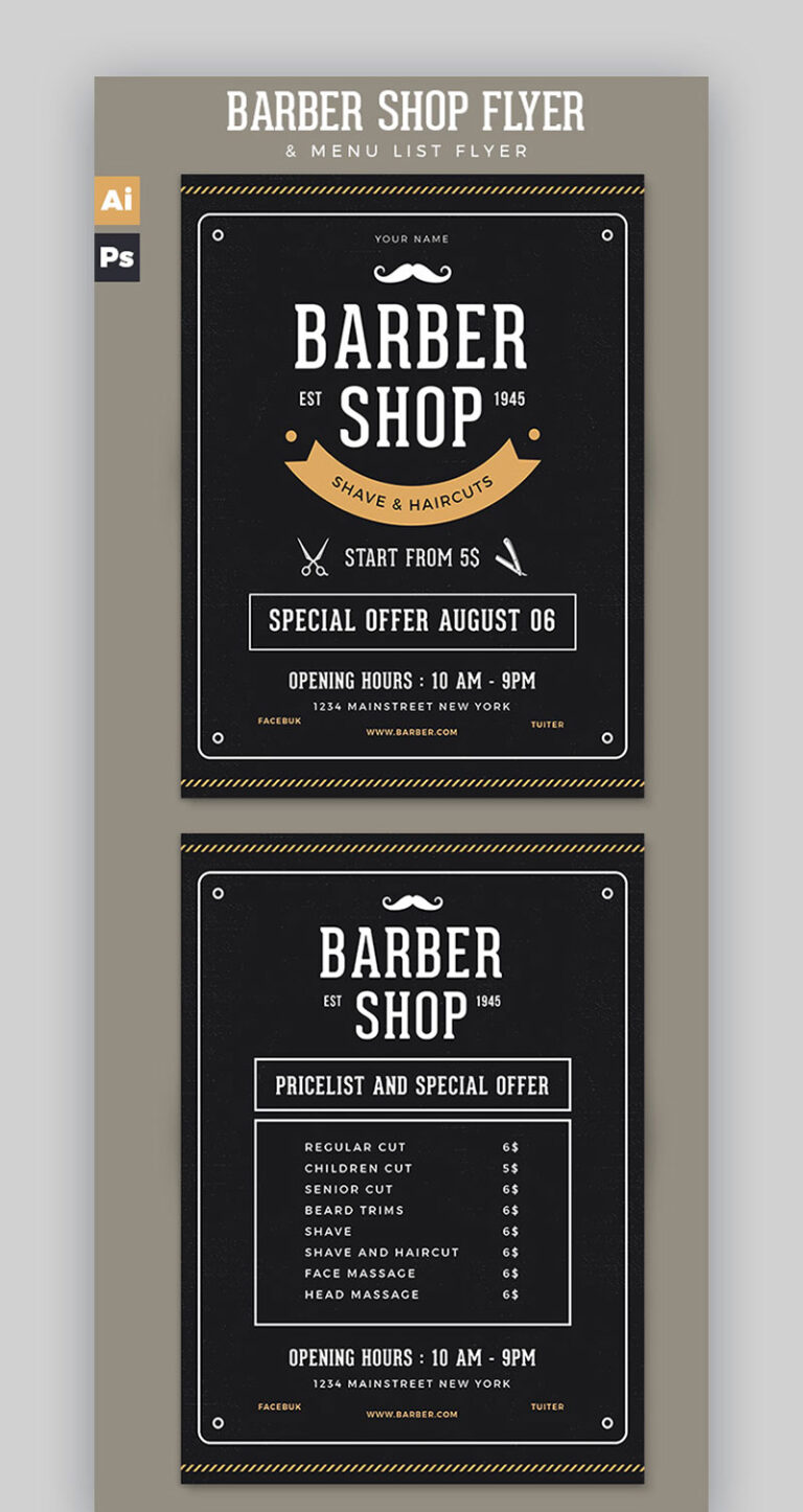 Hair Salon Prices List and Menu Design Ideas