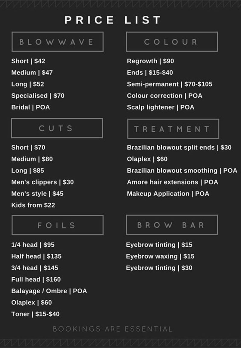Hair Salon Price List And Menu Design Ideas 2023 