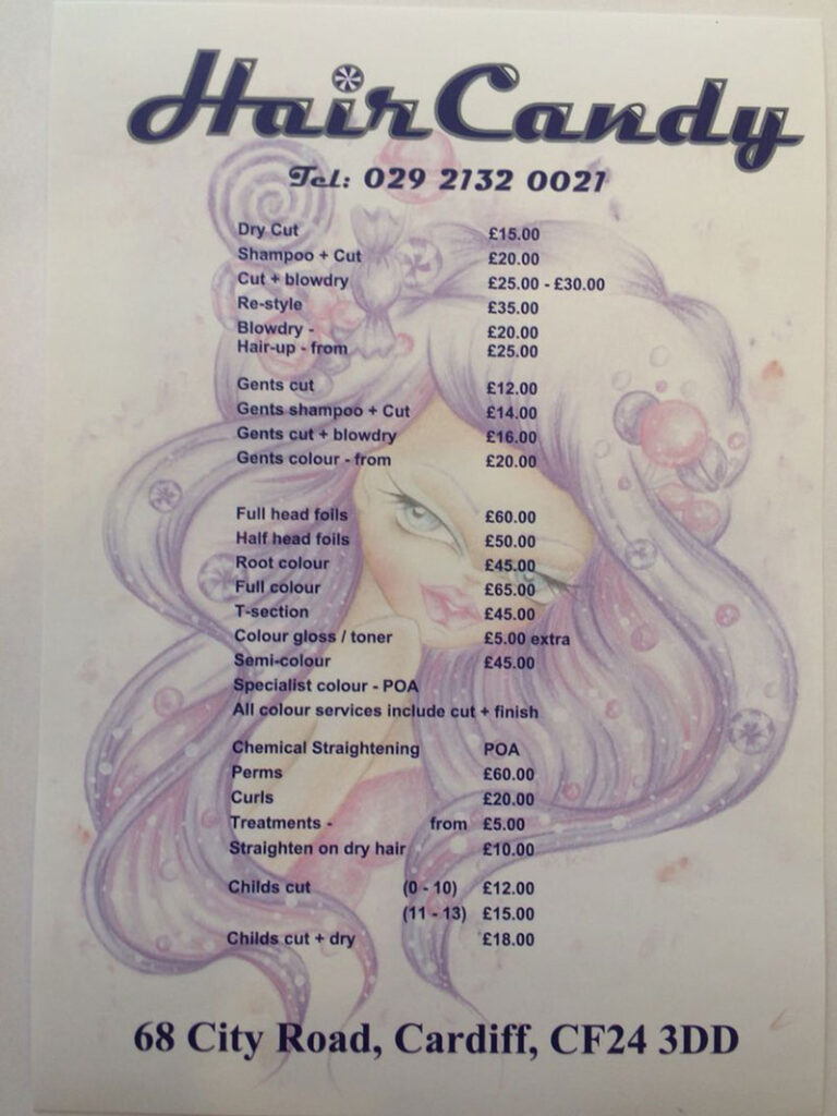 Hair Salon Prices List and Menu Design Ideas