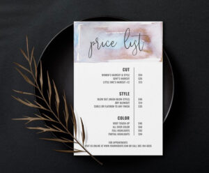 Hair Salon Prices List and Menu Design Ideas