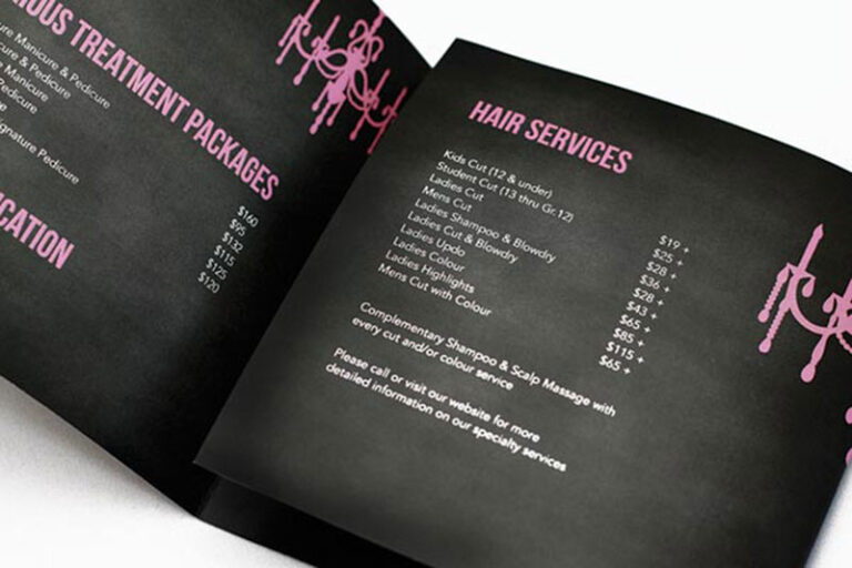 Hair Salon Prices List and Menu Design Ideas
