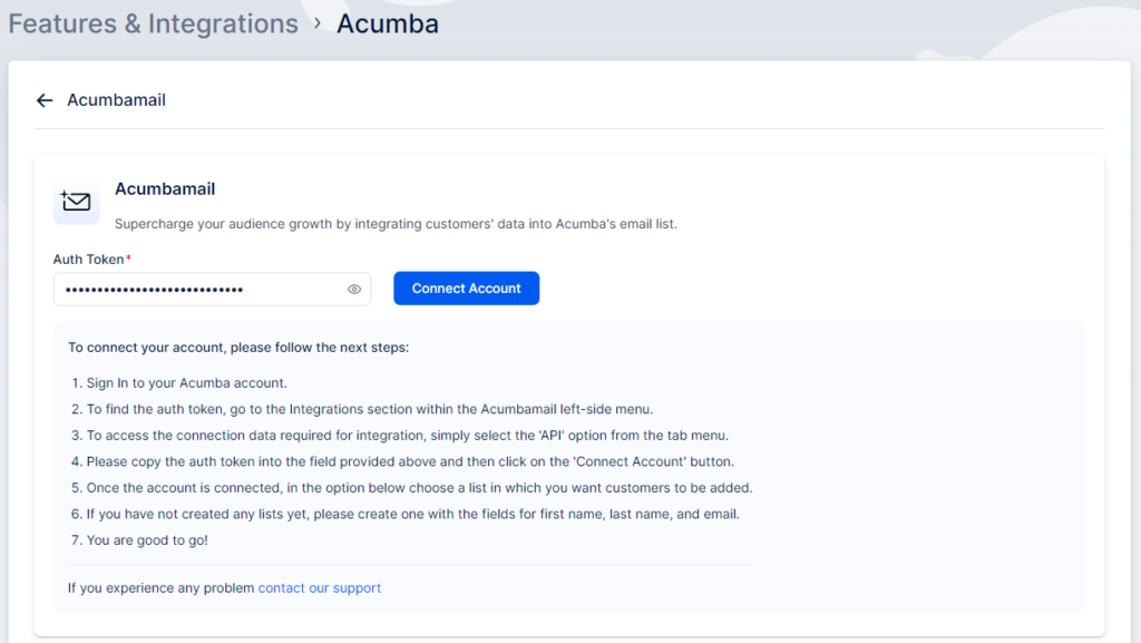 Acumbamail Integration - Trafft