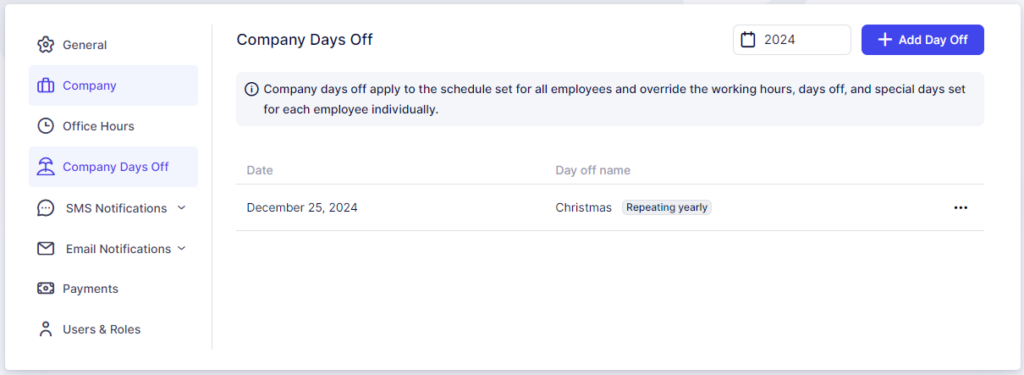 Company Days Off - Trafft