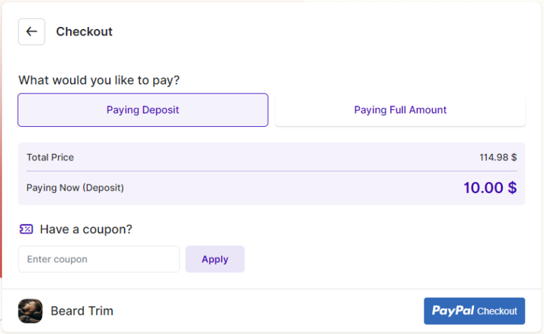 Deposit Payments - Trafft