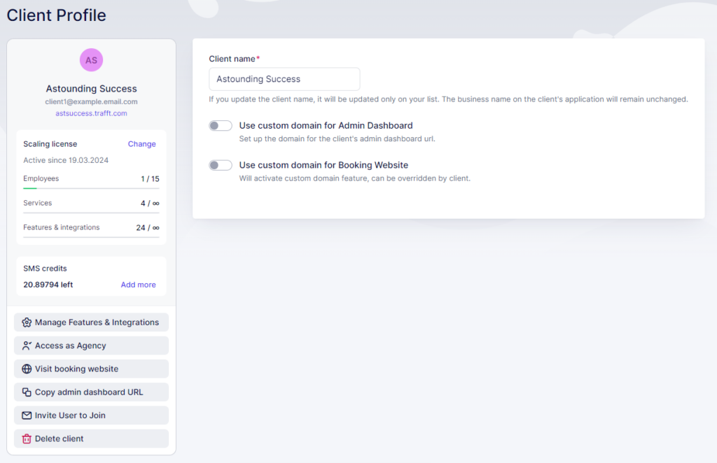 Agency Setup - Trafft
