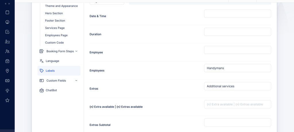 How to Customize the Labels on Your Booking Form